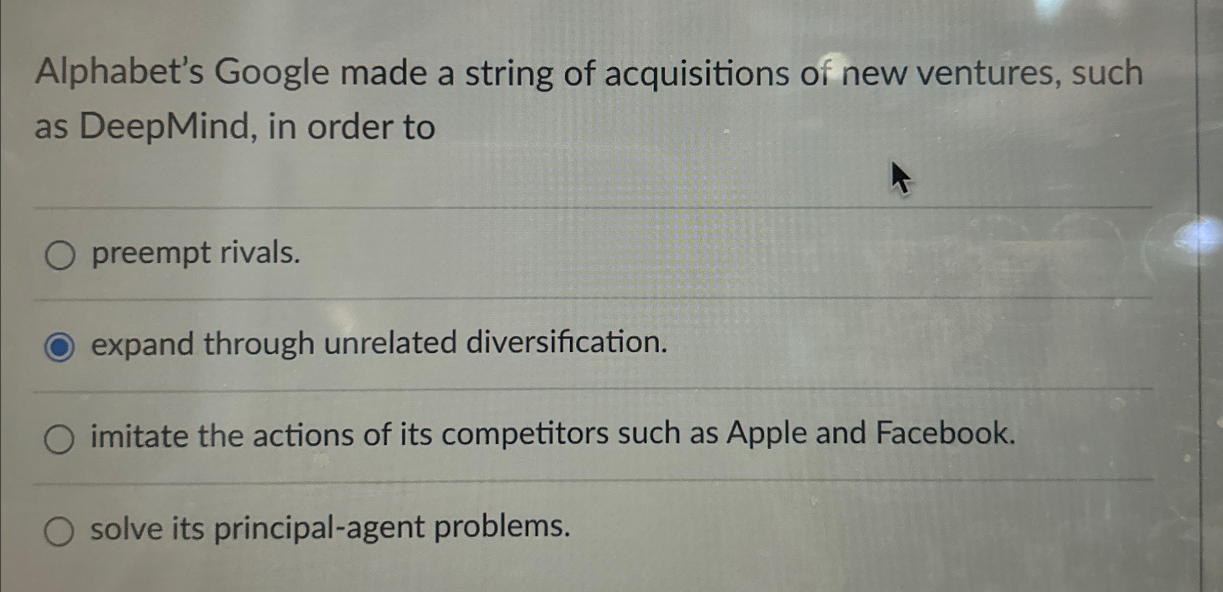 Solved Alphabet's Google made a string of acquisitions of | Chegg.com