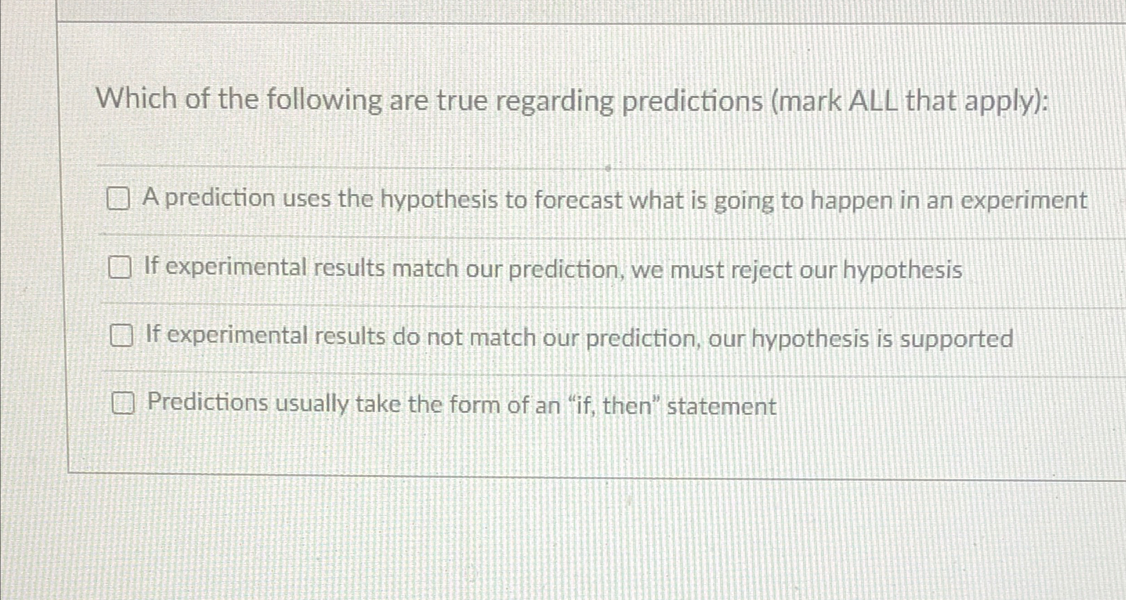 Solved Which of the following are true regarding predictions | Chegg.com