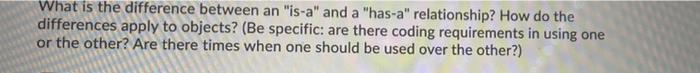 Solved What is the difference between an "is-a" and a | Chegg.com