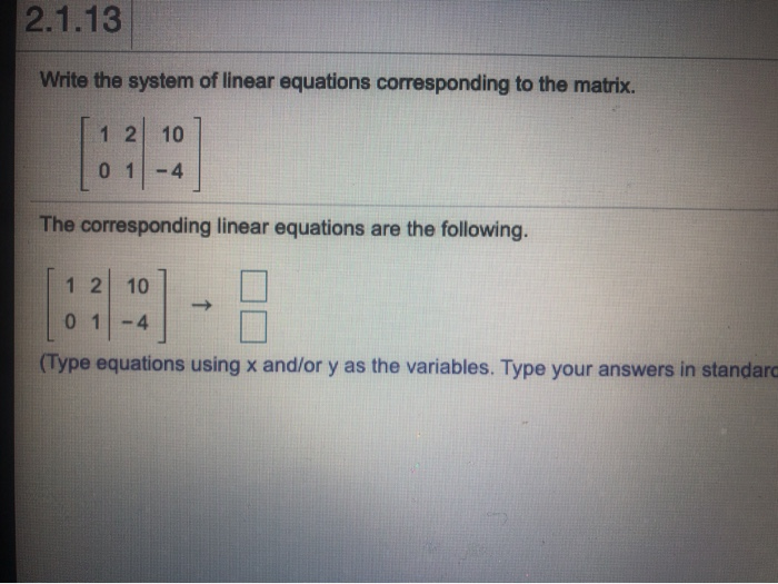 Solved 2 1 13 Write The System Of Linear Equations
