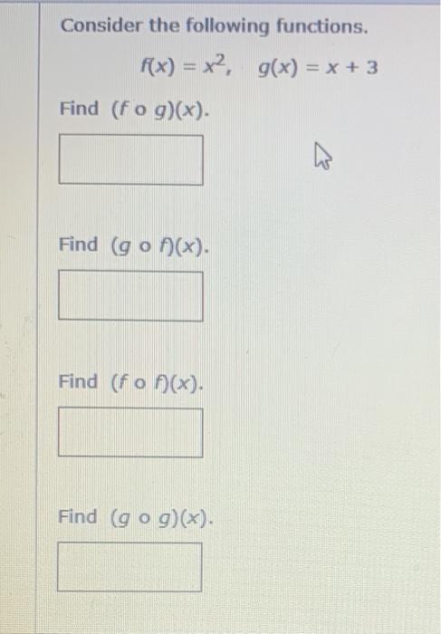Solved Consider the following functions. f(x) = x2, g(x) = x | Chegg.com