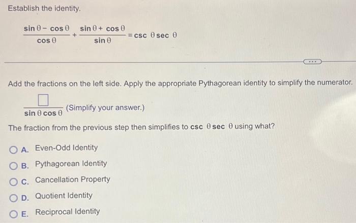 Solved Establish the identity. | Chegg.com
