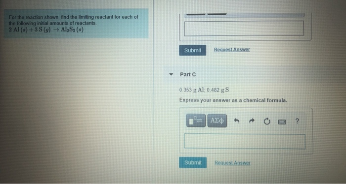 Solved For the reaction shown, find the limiting reactant | Chegg.com