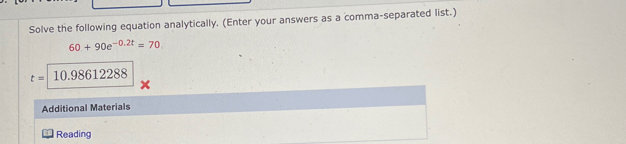 Solved Solve the following equation analytically. (Enter | Chegg.com