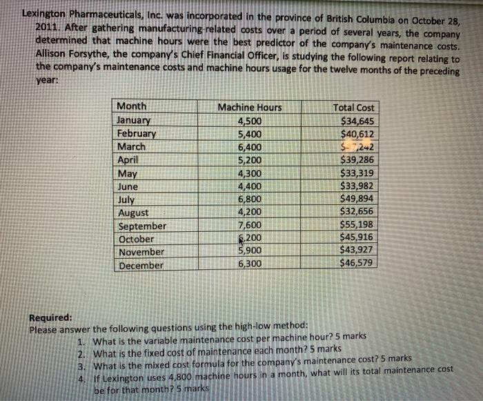 Solved Lexington Pharmaceuticals, Inc. was incorporated in | Chegg.com