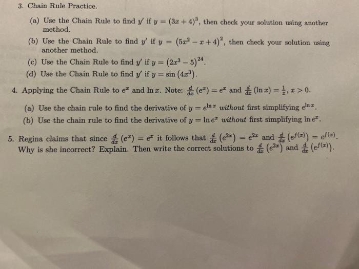 Solved 3. Chain Rule Practice. (a) Use the Chain Rule to | Chegg.com