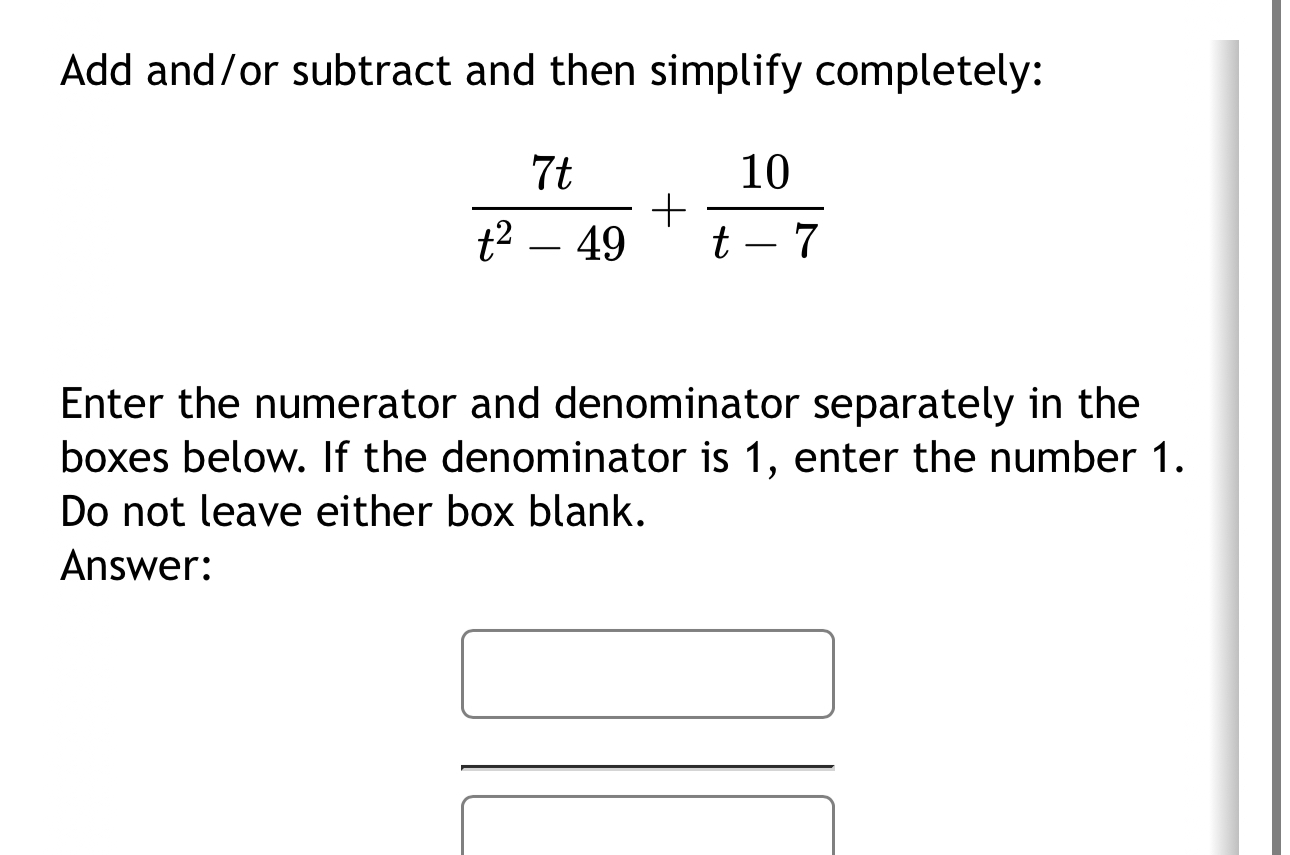 Solved Add and/or subtract and then simplify | Chegg.com