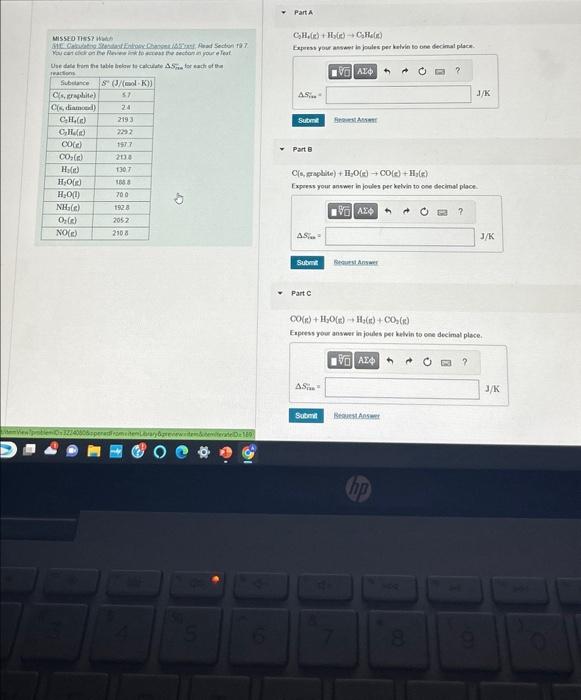 Solved MISSED THIS? Watch IWE Calculating Standard Entropy | Chegg.com