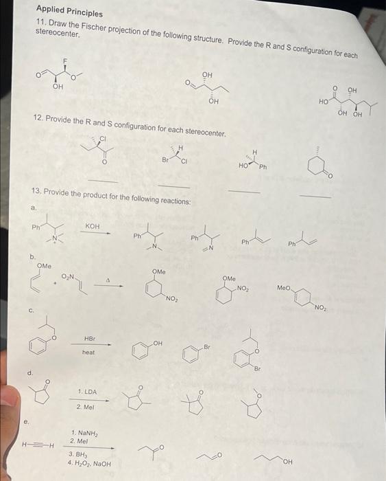 Solved Applied Principles 11. Draw the Fischer projection of | Chegg.com