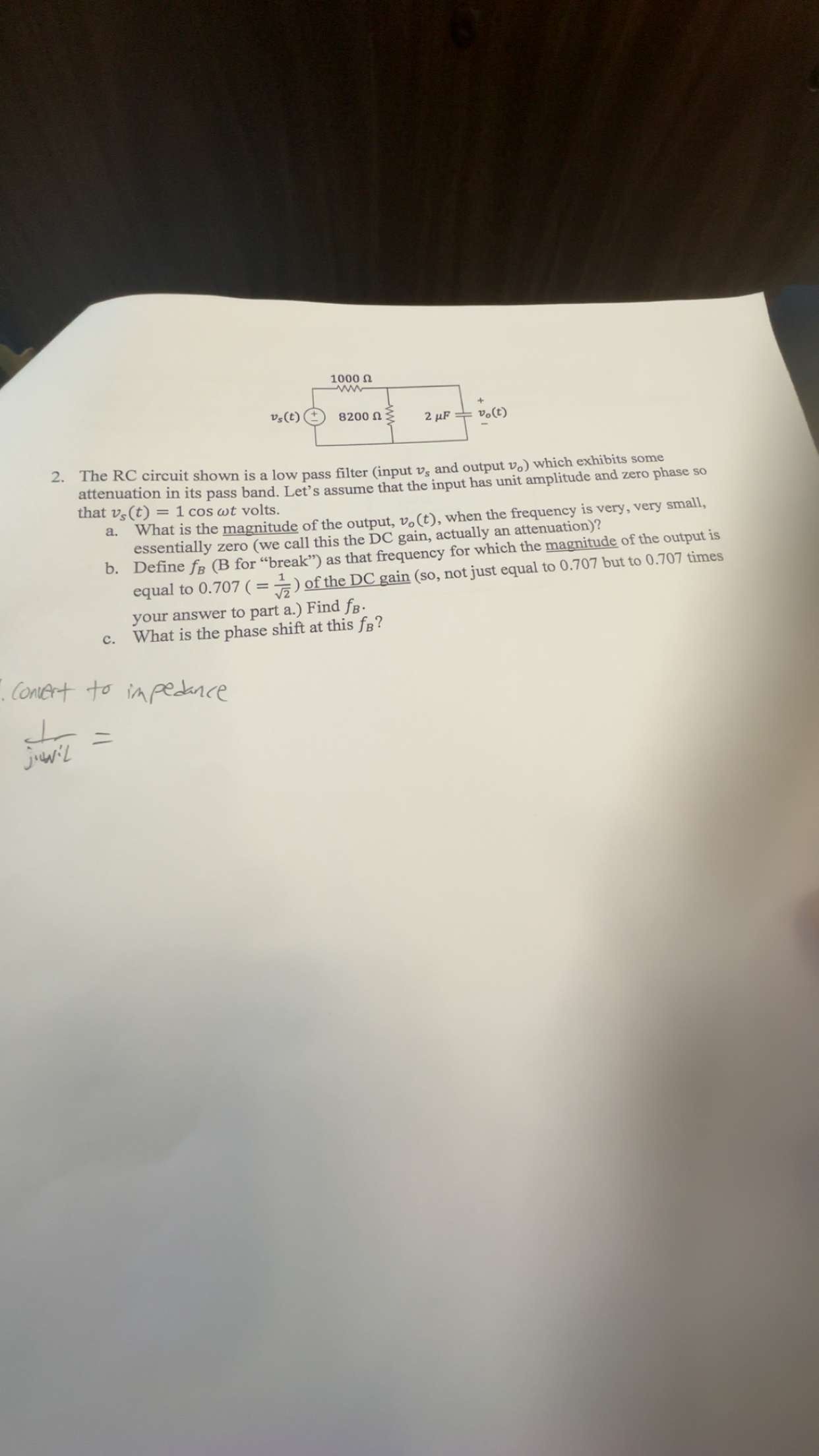 Solved The RC ﻿circuit shown is a low pass filter (input vs | Chegg.com