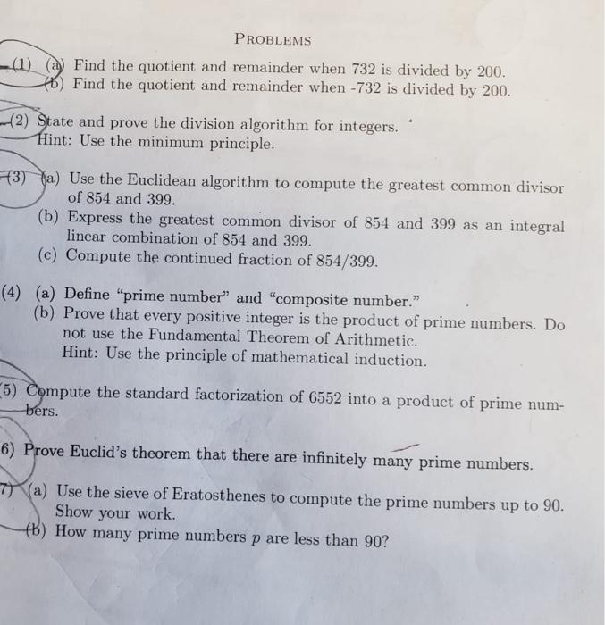 Solved Problems (1) (a) Find the quotient and remainder when | Chegg.com