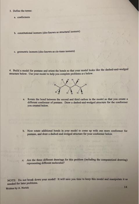 Solved 3. Define the terms: a. conformers b. constitutional | Chegg.com