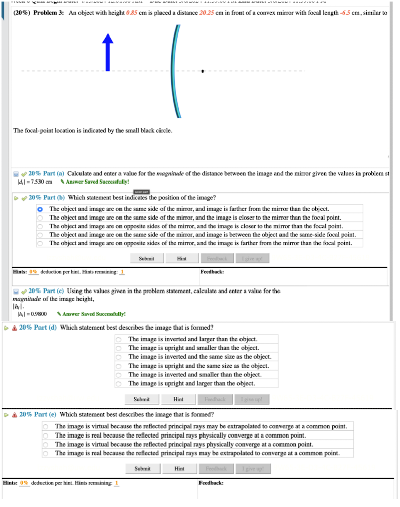 Solved (20%) ﻿Problem 3: An object with height 0.85cm ﻿is | Chegg.com