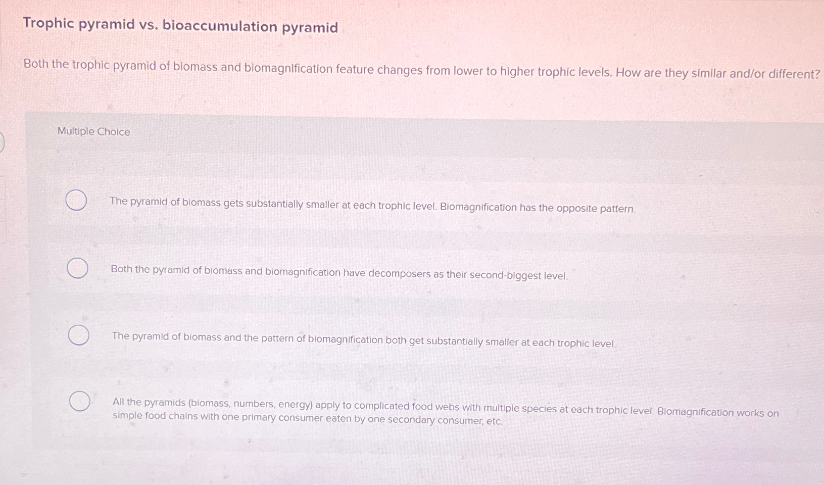 Solved Trophic pyramid vs. ﻿bioaccumulation pyramidBoth the | Chegg.com