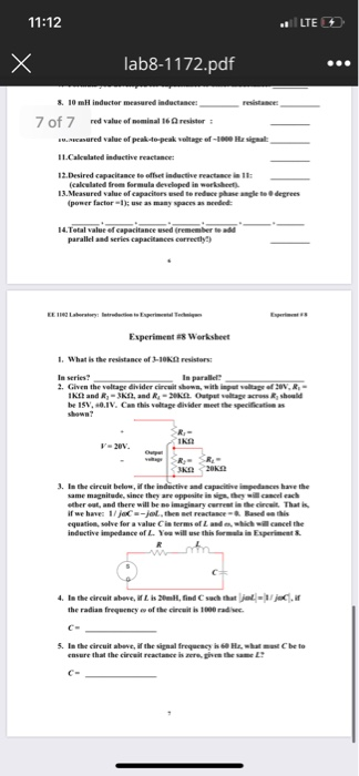 11:11 LTE D lab8-1172.pdf EE 1202 Experiment #8 - | Chegg.com