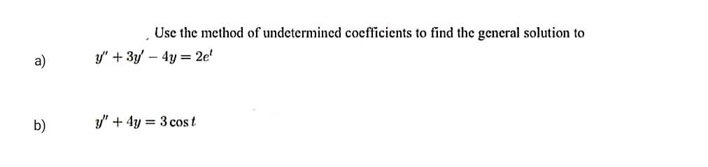 Use the method of undetermined coefficients to find | Chegg.com