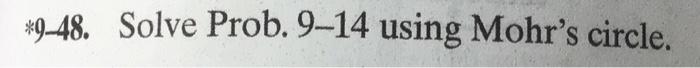 Solved *9-48. Solve Prob. 9-14 using Mohr's circle. 9-14. | Chegg.com Solved *9-48. Solve Prob. 9-14 using Mohr's circle. 9-14. | Chegg.com