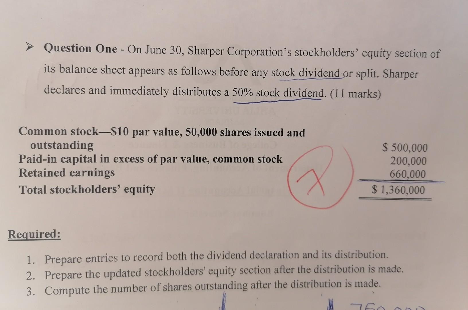 Solved Question One - On June 30, Sharper Corporation's | Chegg.com