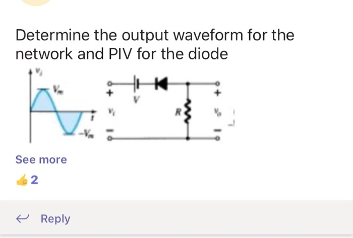 Solved Determine the output waveform for the network and PIV | Chegg.com