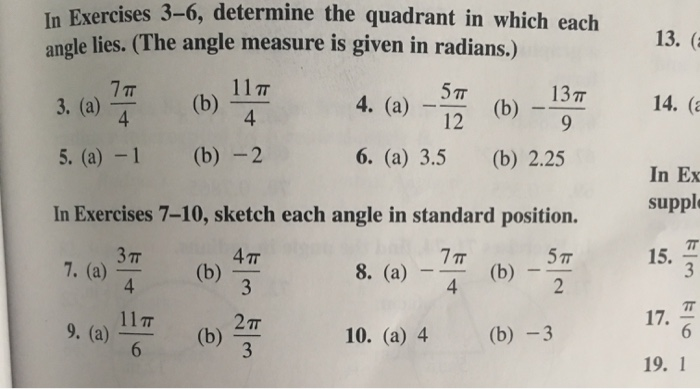 Solved In Exercises 3-6, determine the quadrant in which | Chegg.com