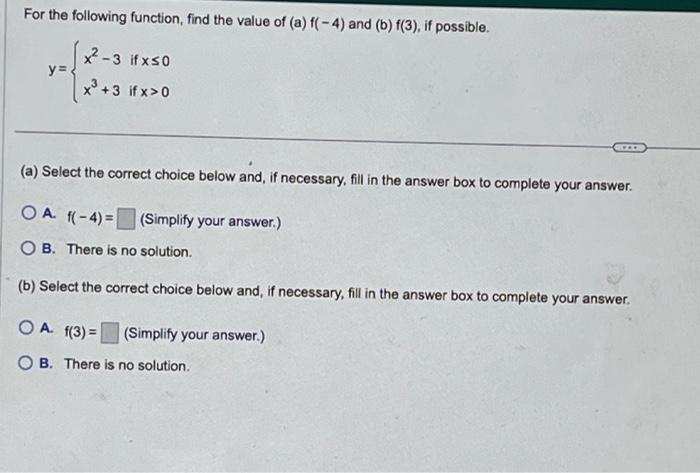 Solved For the following function, find the value of (a) | Chegg.com