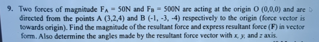 Solved Two forces of magnitude FA=50N ﻿and FB=500N ﻿are | Chegg.com