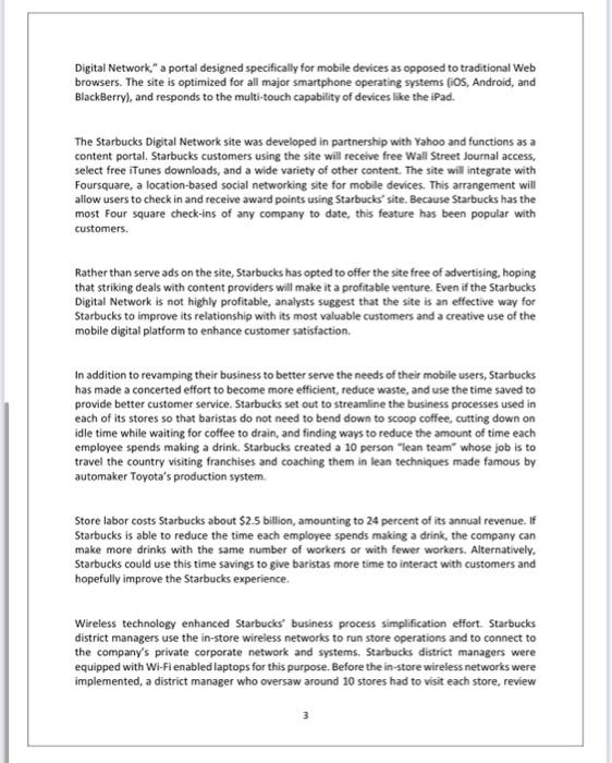 Solved TECHNOLOGY HELPS STARBUCKS FIND NEW WAYS TO COMPETE | Chegg.com