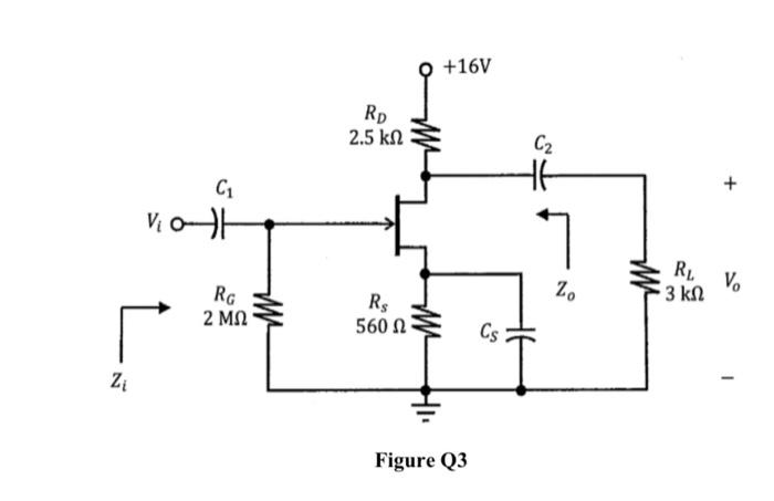 [Solved]: Q3 Based on the FET amplifier circuit shown in Fi