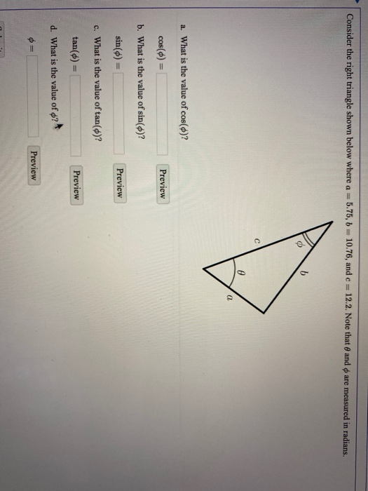 Solved Consider the right triangle shown below that has an | Chegg.com