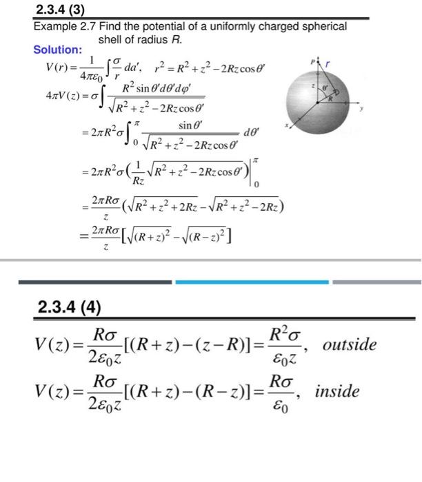 Solved 2.3.4 (3) Example 2.7 Find the potential of a | Chegg.com