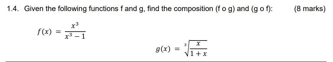 Solved 4. Given the following functions f and g, find the | Chegg.com