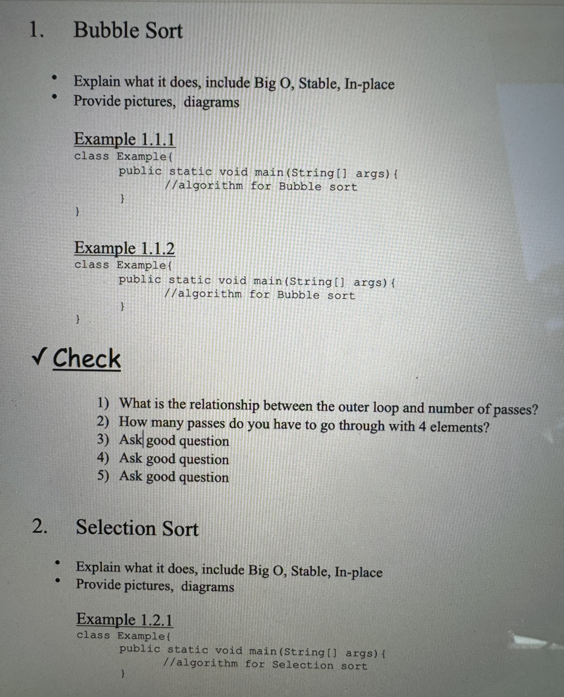 Solved Bubble SortExplain what it does, include Big O, | Chegg.com