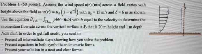 Solved Problem 1 ( 50 points): Assume the wind speed | Chegg.com