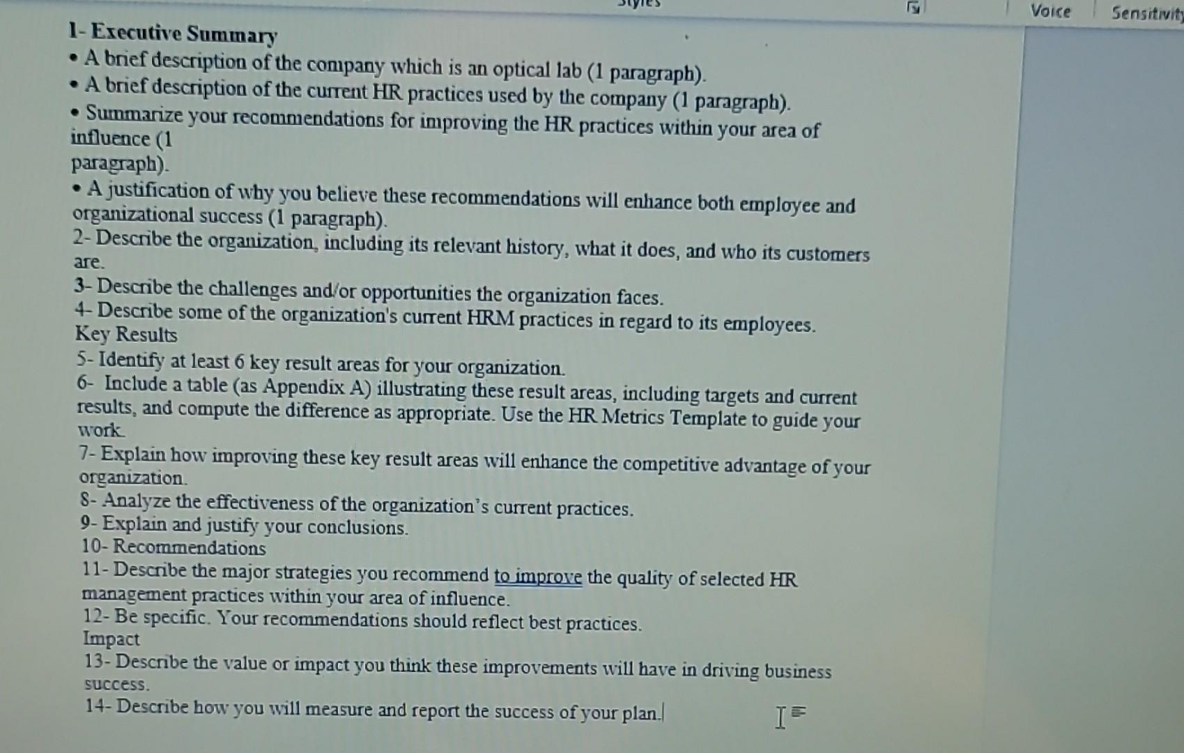 1-Executive Summary - A brief description of the | Chegg.com