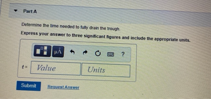 Solved Water in the triangular trough is at a depth of y 3 | Chegg.com