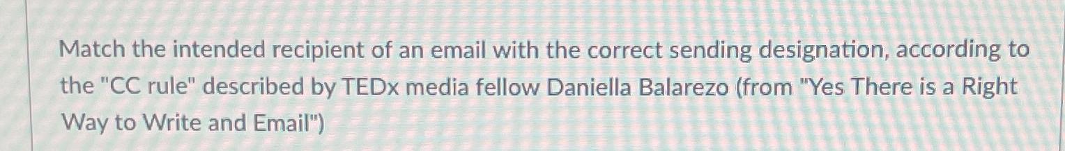 Solved Match the intended recipient of an email with the | Chegg.com
