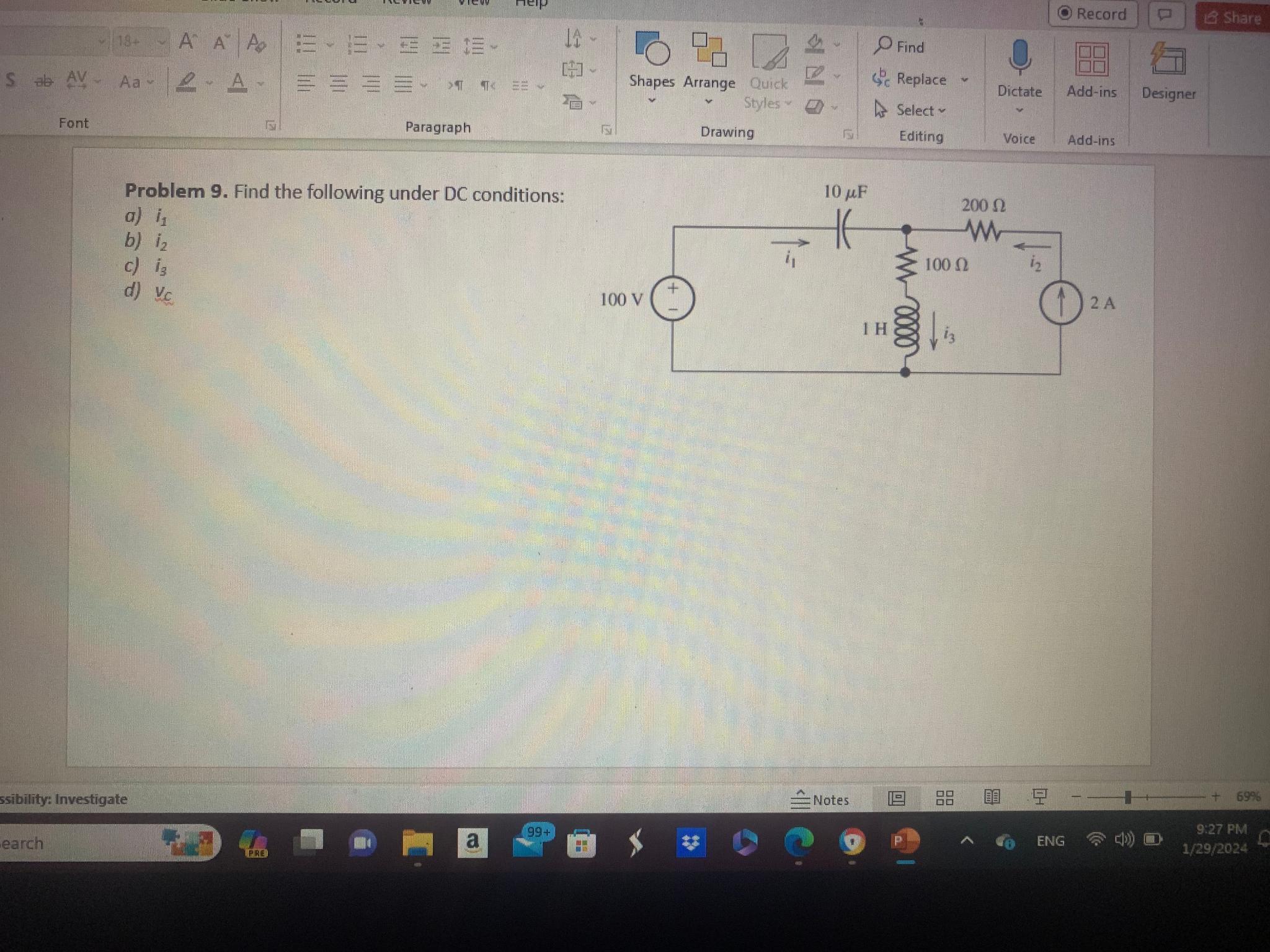Solved Problem 9. ﻿Find the following under DC | Chegg.com