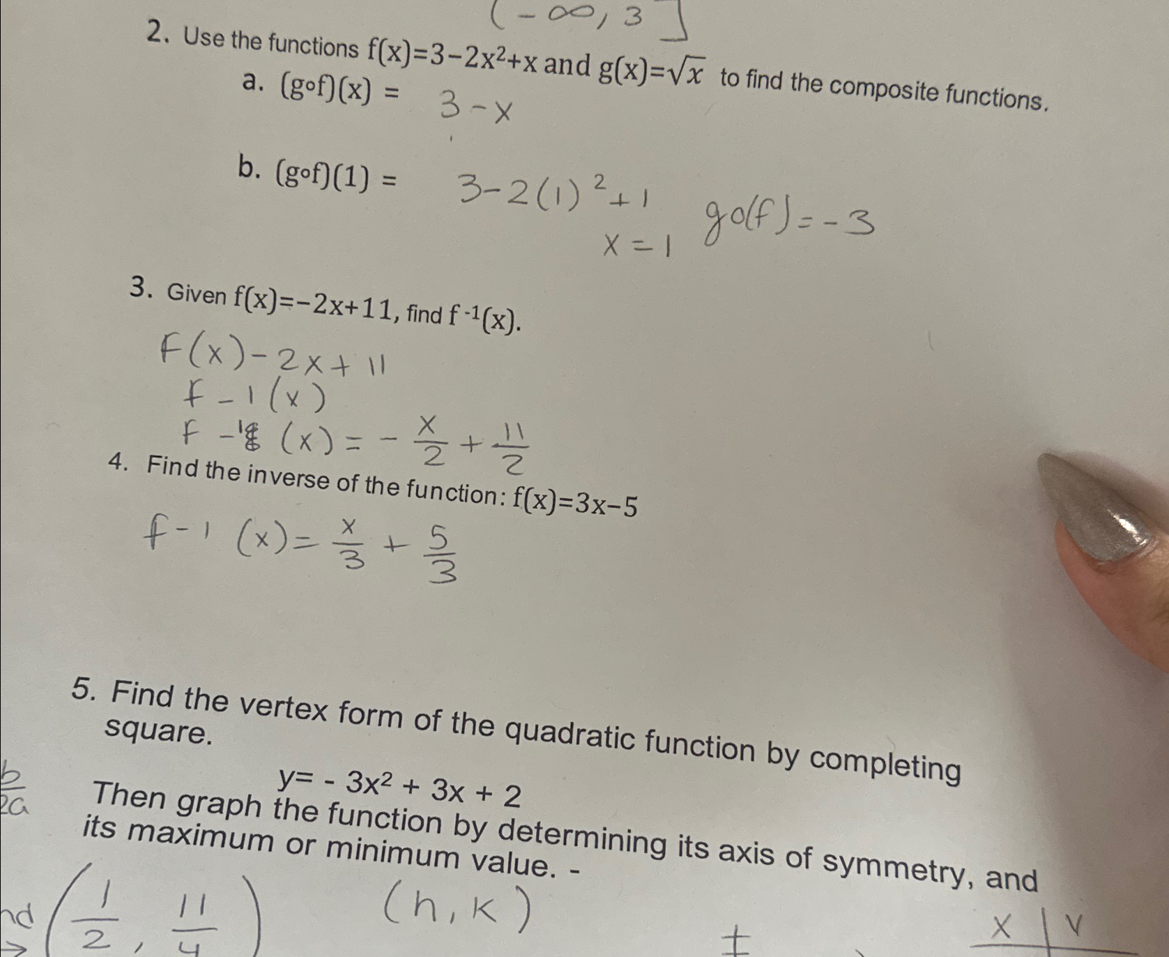 Solved Use the functions f(x)=3-2x2+x ﻿and g(x)=x2 ﻿to find | Chegg.com