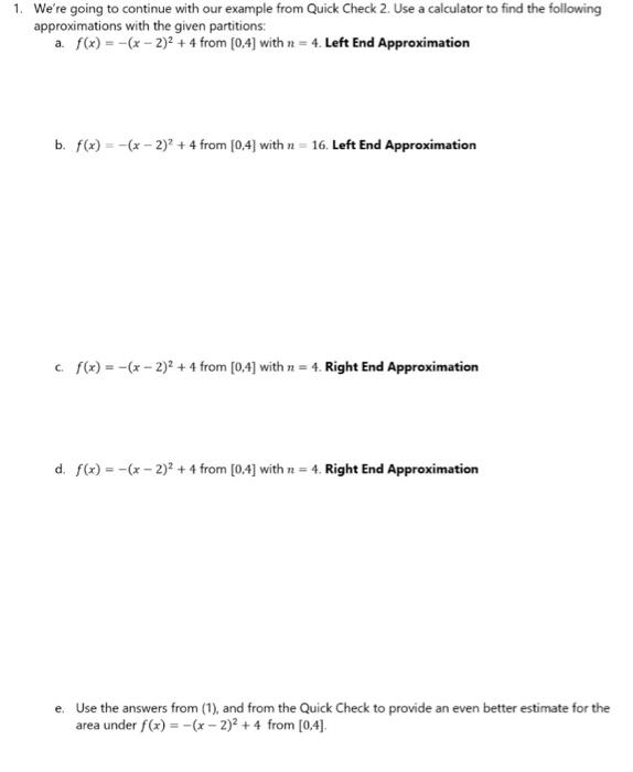 Solved We're going to continue with our example from Quick | Chegg.com