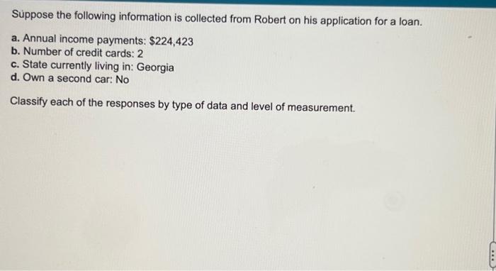 Solved Suppose the following information is collected from | Chegg.com