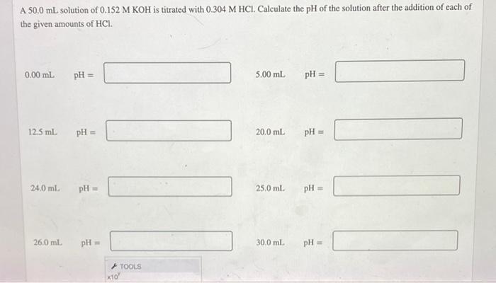 Solved A 50,0 mL solution of 0.152 M KOH is titrated with | Chegg.com