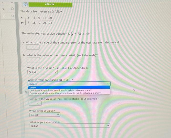 Solved The data from exercise 3 follow. The estimated | Chegg.com