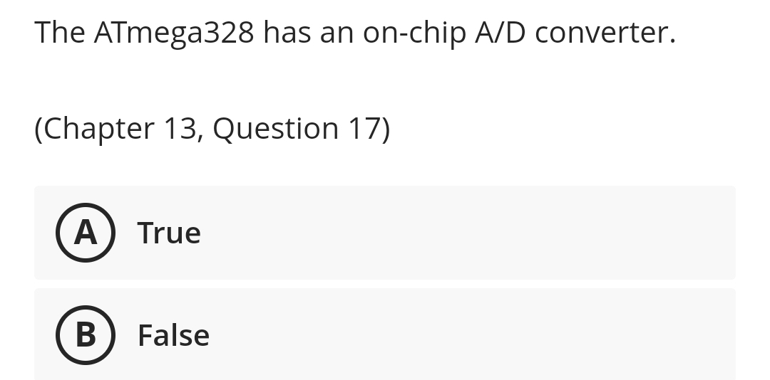 Solved The ATmega328 ﻿has an on-chip A/D converter.(Chapter | Chegg.com