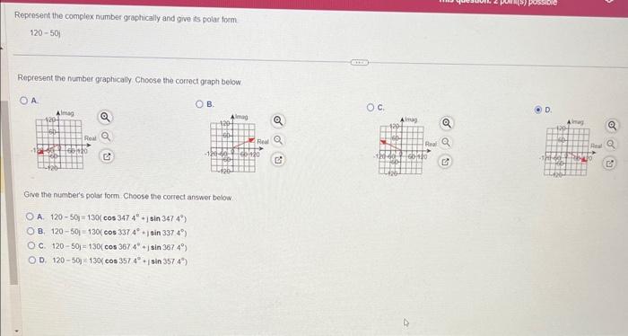 Solved Represent the complex number graphically and give its | Chegg.com