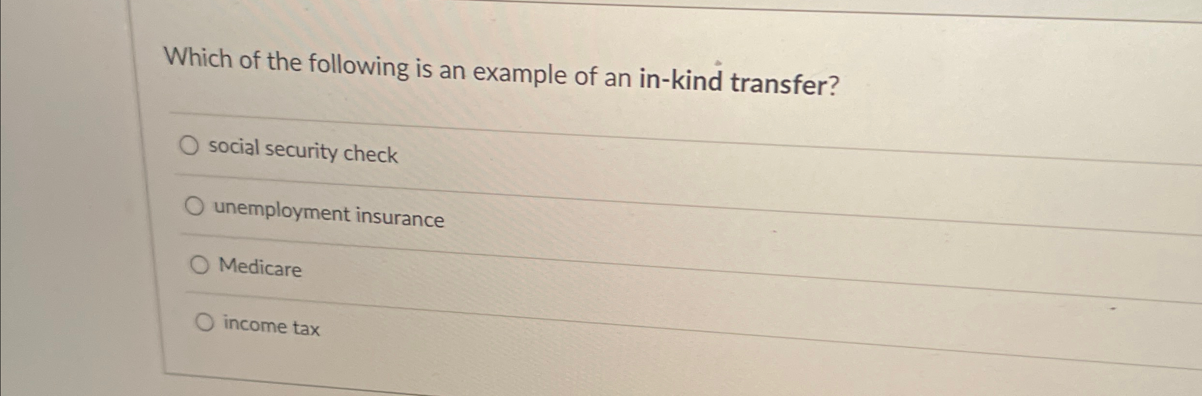 Solved Which of the following is an example of an in-kind | Chegg.com