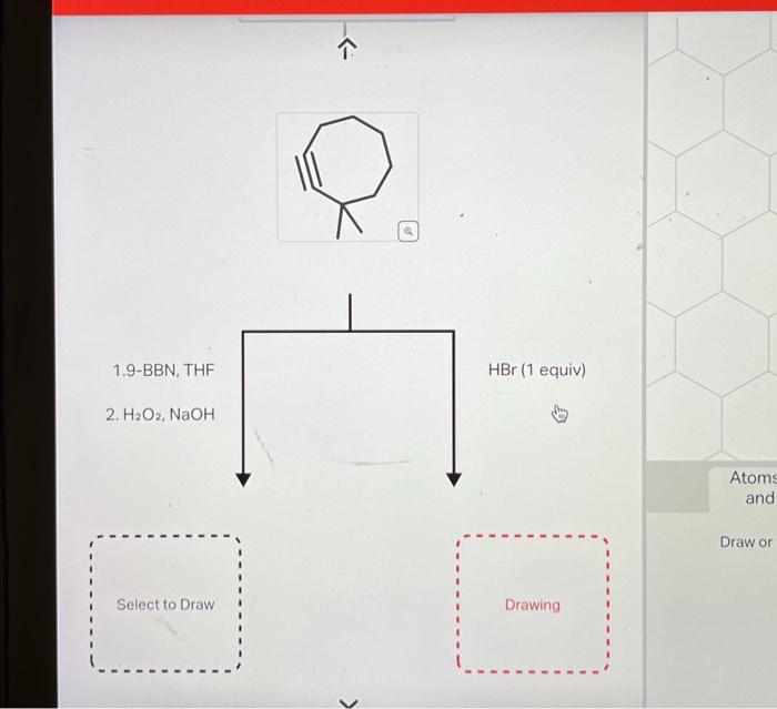 Solved 1.9-BBN, THF 2. H2O2, NaOH Select to Draw K o HBr (1 | Chegg.com