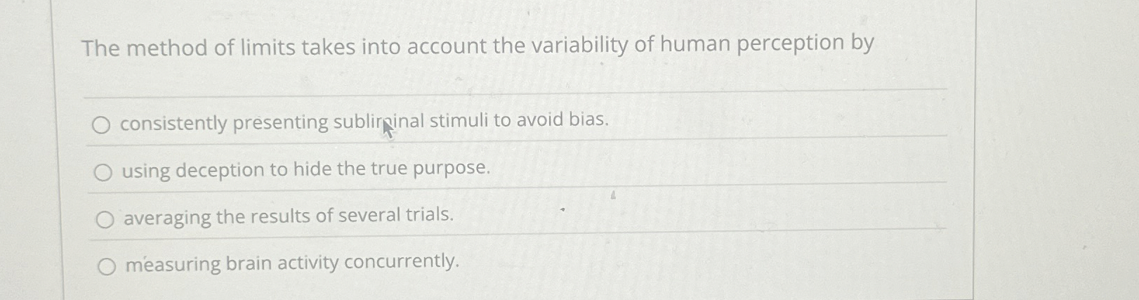 Solved The method of limits takes into account the | Chegg.com