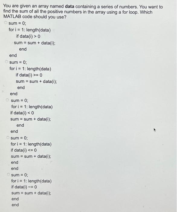Solved You are given an array named data containing a series | Chegg.com