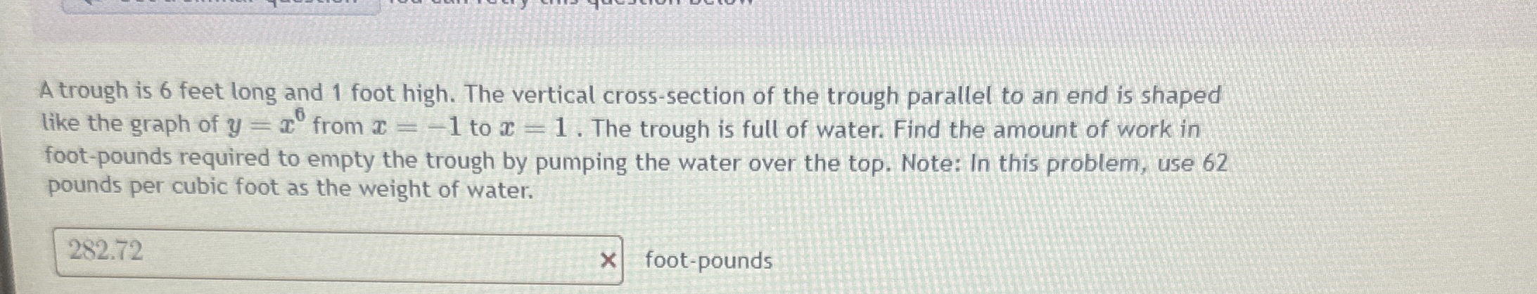 Solved A trough is 6 ﻿feet long and 1 ﻿foot high. The | Chegg.com