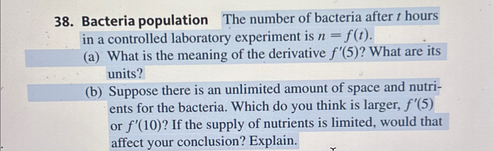Solved Bacteria population The number of bacteria after t | Chegg.com